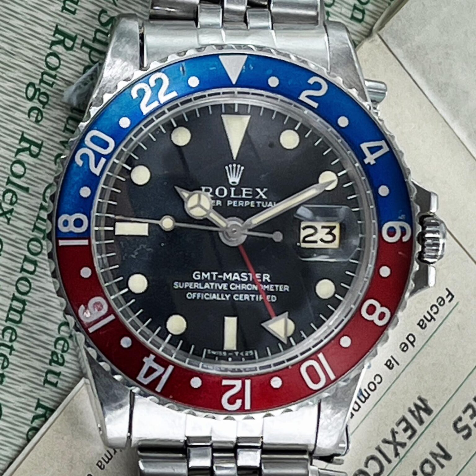 1970 Rolex GMT-Master ref 1675, “Long E” dial, for Mexican market, box ...